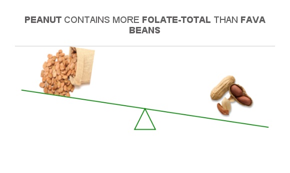 Compare Folate in Fava beans to Folate in Peanut