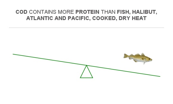 Compare Protein in Fish, halibut, Atlantic and Pacific, cooked, dry ...