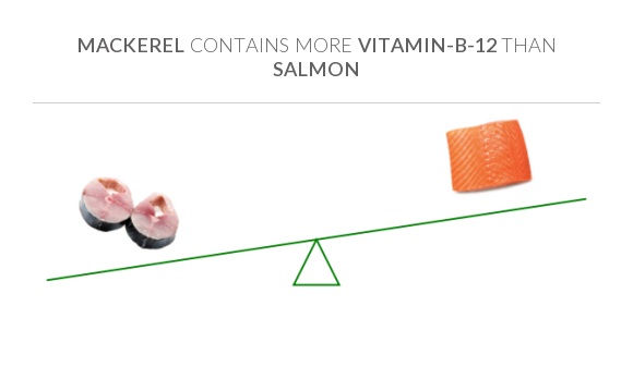 Compare Vitamin B12 in Mackerel to Vitamin B12 in Salmon