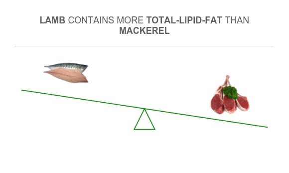 Compare Fats in Mackerel to Fats in Lamb