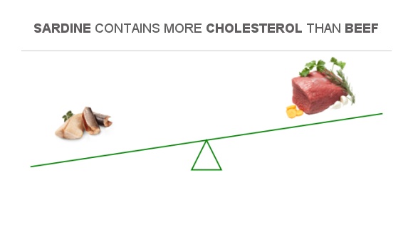 Compare Cholesterol in Sardines to Cholesterol in Beef