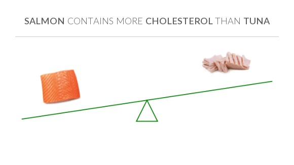 Compare Cholesterol in Salmon to Cholesterol in Tuna