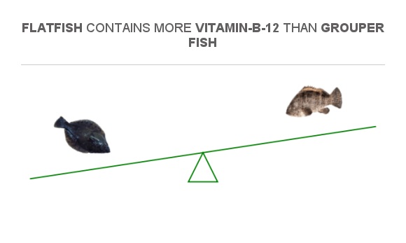 Compare Vitamin B12 in Flatfish to Vitamin B12 in Grouper fish