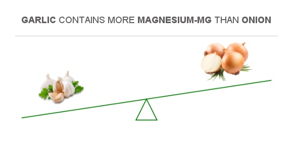 Compare Magnesium in Garlic to Magnesium in Onion