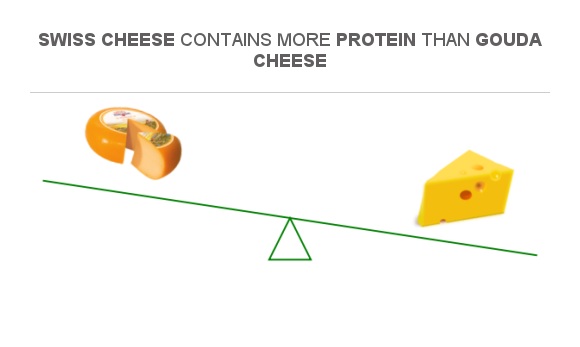 Compare Protein in Gouda cheese to Protein in Swiss cheese