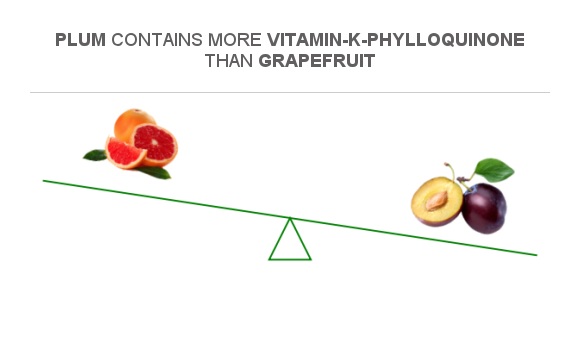 Compare Vitamin K in Grapefruit to Vitamin K in Plum