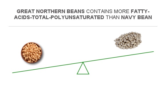 Compare Polyunsaturated fat in Great northern beans to Polyunsaturated fat in Navy beans
