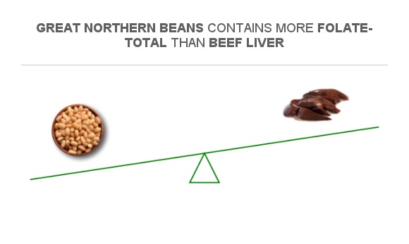Compare Folate in Great northern beans to Folate in Beef Liver