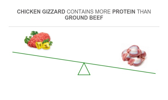 Compare Protein in Ground beef to Protein in Chicken gizzards
