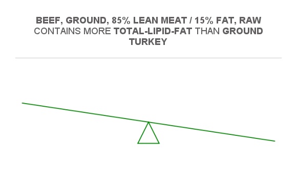 Compare Fats in Ground turkey to Fats in Beef, ground, 85% lean meat ...