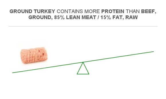 Compare Protein in Ground turkey to Protein in Beef, ground, 85% lean ...