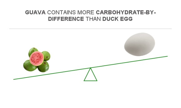 Compare Carbs in Guava to Carbs in Duck egg