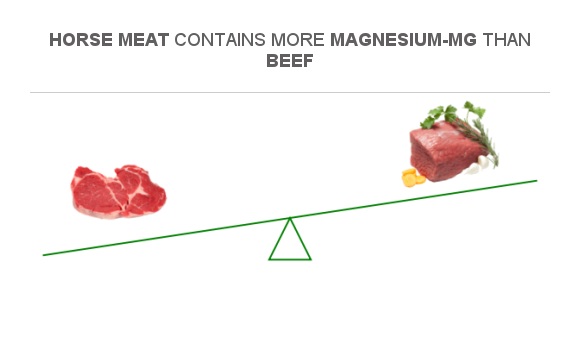 Compare Magnesium in Horse meat to Magnesium in Beef
