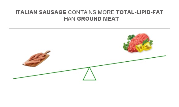 Compare Fats in Italian sausage to Fats in Ground beef