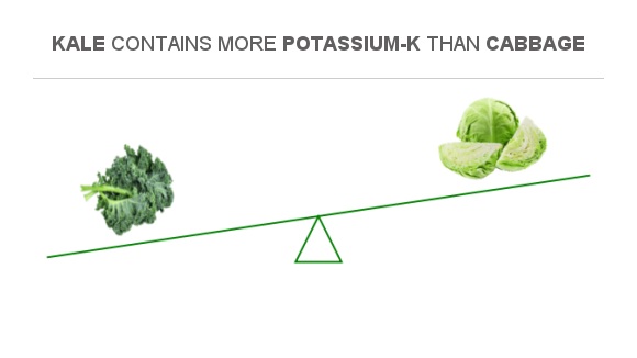 Compare Potassium in Kale to Potassium in Cabbage