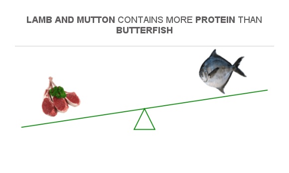 Compare Protein in Lamb to Protein in Butterfish