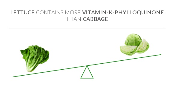 Compare Vitamin K in Lettuce to Vitamin K in Cabbage