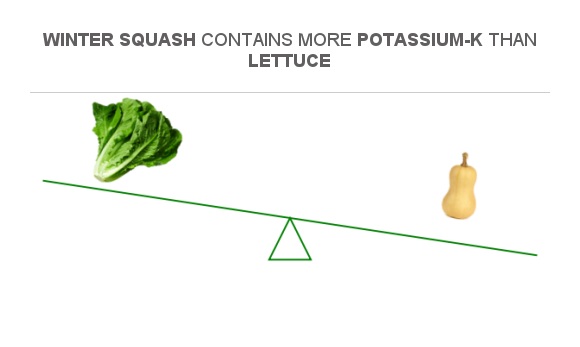 Compare Potassium in Lettuce to Potassium in Winter squash
