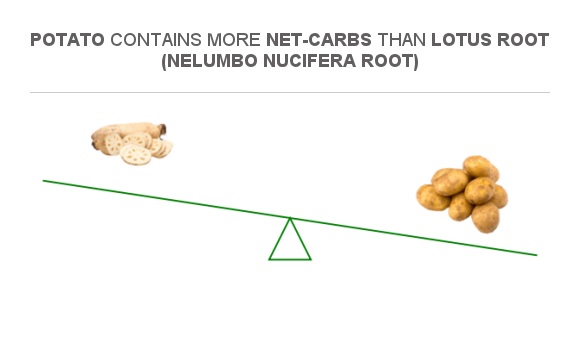 Compare Net carbs in Lotus root to Net carbs in Potato
