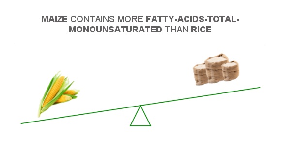 Compare Monounsaturated Fat in Corn to Monounsaturated Fat in Rice