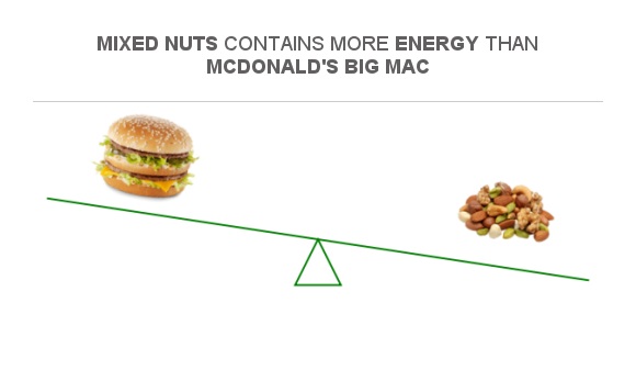 Compare Calories in McDonald's Big Mac to Calories in Mixed nuts