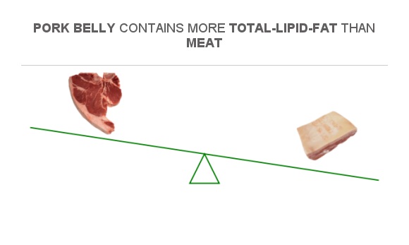 Compare Fats in Pork Meat to Fats in Pork belly