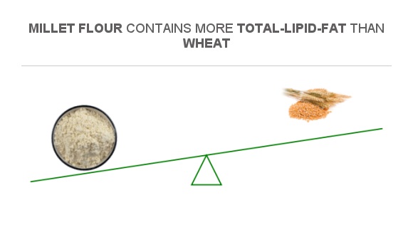 Compare Fats in Millet flour to Fats in Wheat