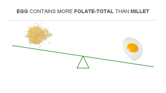 Compare Folate in Millet to Folate in Egg