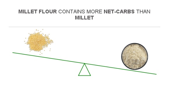Compare Net carbs in Millet to Net carbs in Millet flour Compare Net carbs in Millet to Net carbs in Millet flour