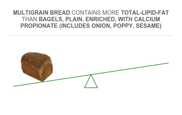 Compare Fats in Multigrain bread to Fats in Bagels, plain, enriched ...