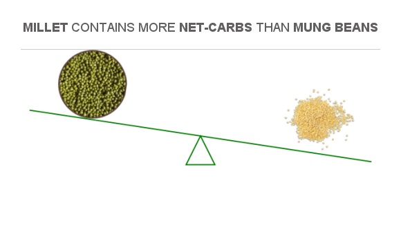 Compare Net carbs in Mung beans to Net carbs in Millet Compare Net carbs in Mung beans to Net carbs in Millet