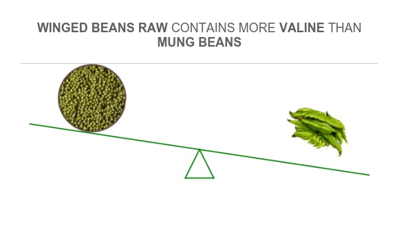 Compare Valine in Mung beans to Valine in Winged beans raw