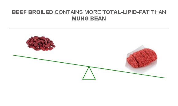 Compare Fats in Mung bean to Fats in Beef broiled