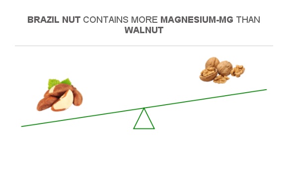 Compare Magnesium in Brazil nut to Magnesium in Walnut