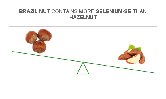 Compare Selenium in Hazelnut to Selenium in Brazil nut