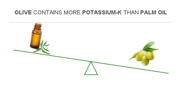 Compare Potassium in Palm oil to Potassium in Olive