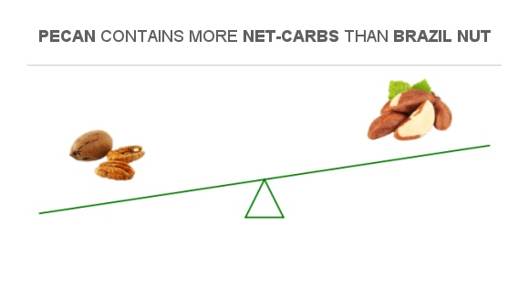 Compare Net carbs in Pecan to Net carbs in Brazil nut