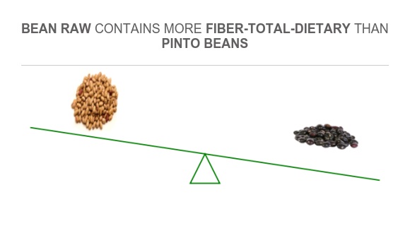 Compare Fiber in Pinto beans to Fiber in Bean raw