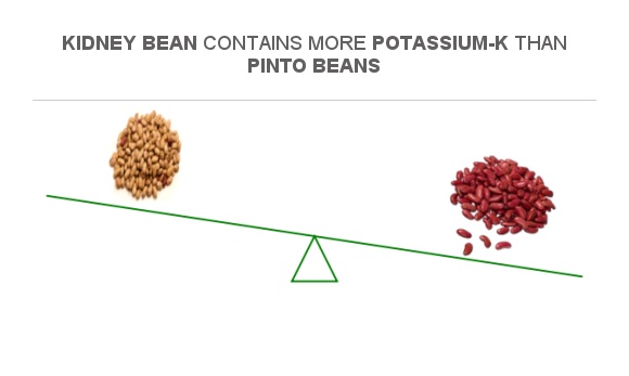 Compare Potassium in Pinto beans to Potassium in Kidney beans
