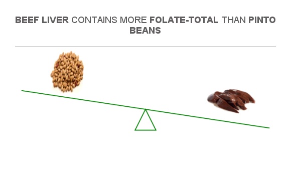 Compare Folate in Pinto beans to Folate in Beef Liver