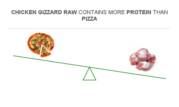 Compare Protein in Pizza to Protein in Chicken gizzard raw