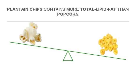 Compare Fats in Popcorn to Fats in Plantain chips