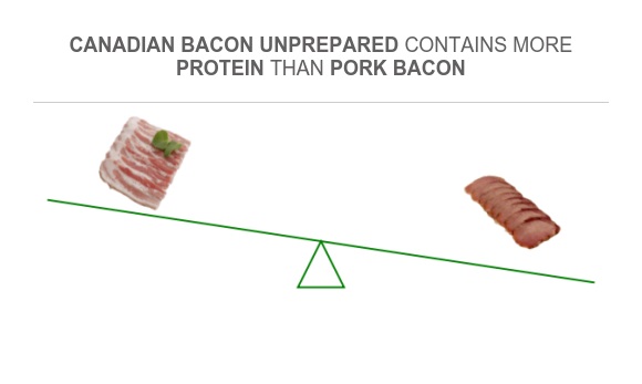 Compare Protein in Pork bacon to Protein in Canadian bacon unprepared