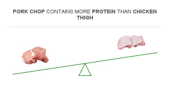 Compare Protein in Pork chop to Protein in Chicken thigh