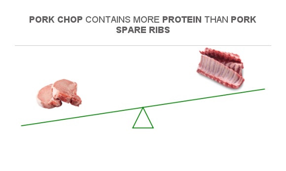 Compare Protein in Pork chop to Protein in Pork spare ribs