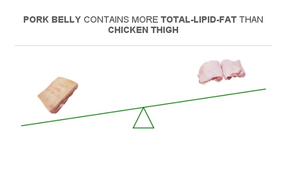 Compare Fats in Pork belly to Fats in Chicken thigh