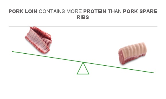 Compare Protein in Pork spare ribs to Protein in Pork loin