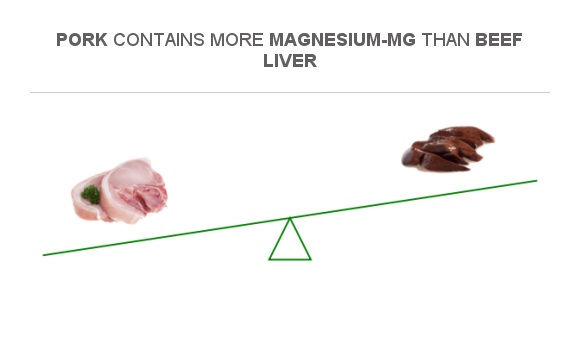 Compare Magnesium in Pork to Magnesium in Beef Liver