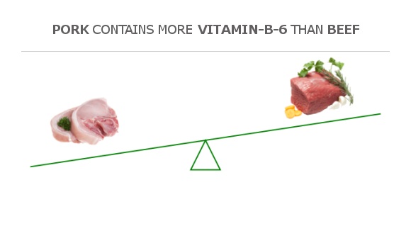 Compare Vitamin B6 in Pork to Vitamin B6 in Beef
