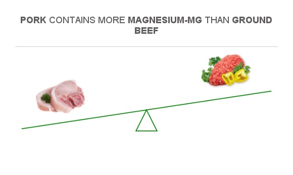 Compare Magnesium in Pork to Magnesium in Ground beef